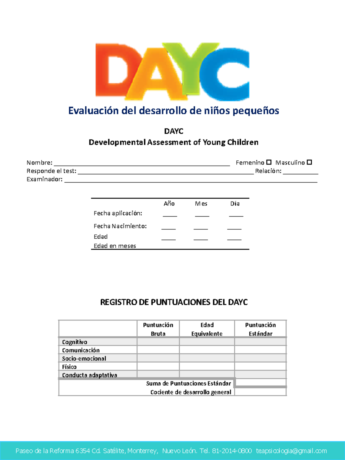 DAYC - Tablas de revisión - Evaluación del desarrollo de niños pequeños ...
