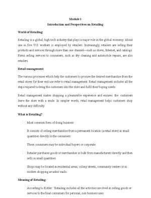 Retail management - lecture notes - Studocu