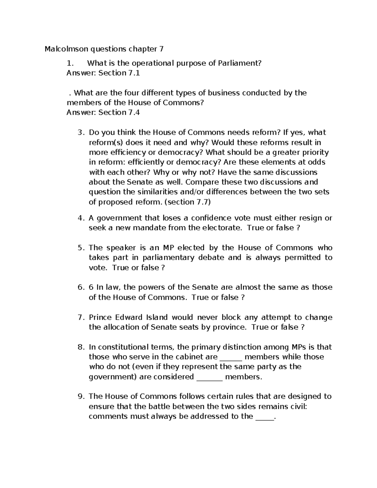 Malcolmson questions chapter 7 - What is the operational purpose of ...