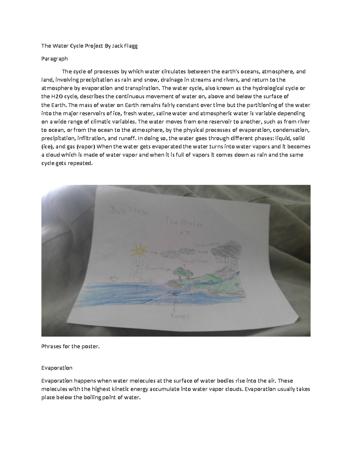 The Water Cycle Project By Jack Flagg - The Water Cycle Project By Jack ...