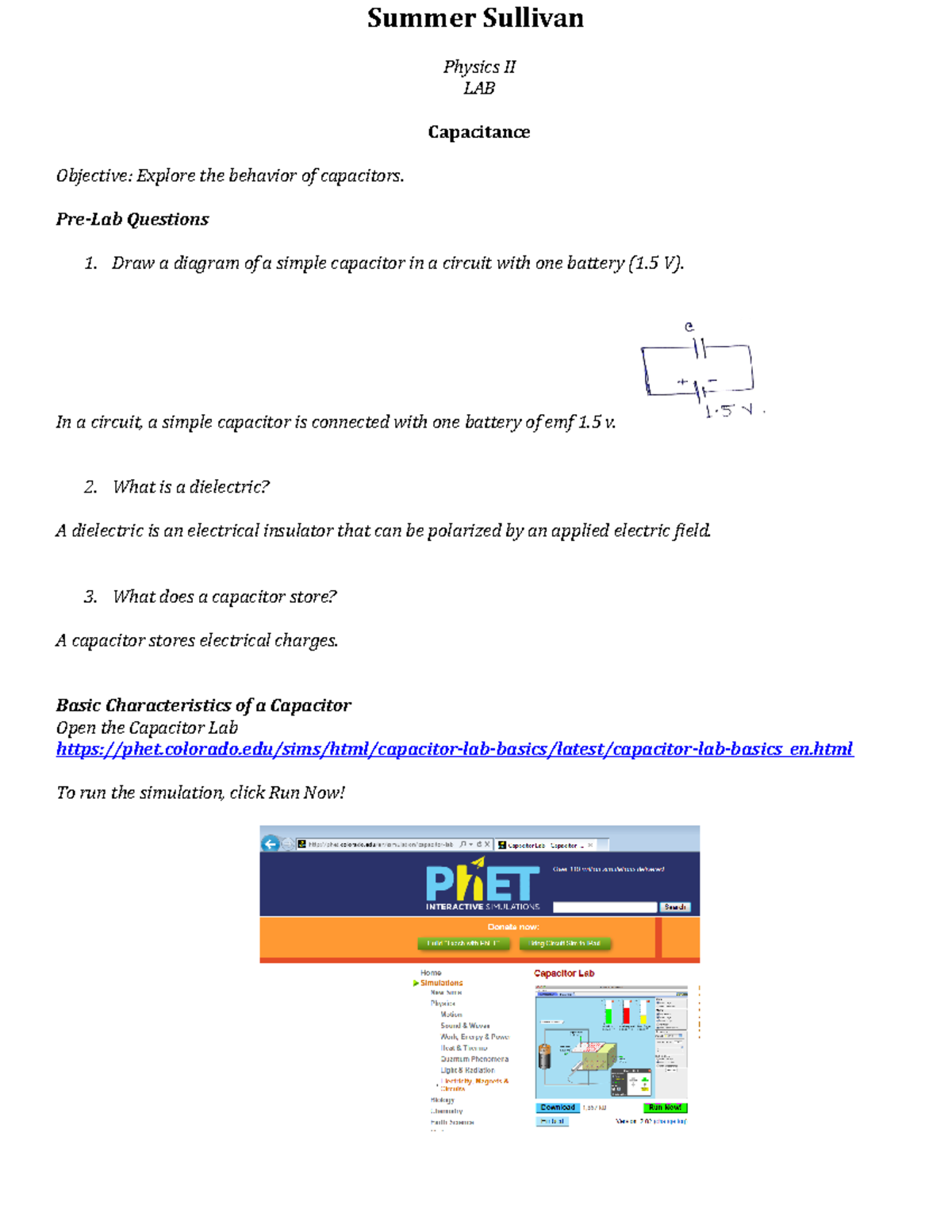 Homework 13 LAB Capacitors Ph ET 02 10 2022 - Summer Sullivan Physics ...