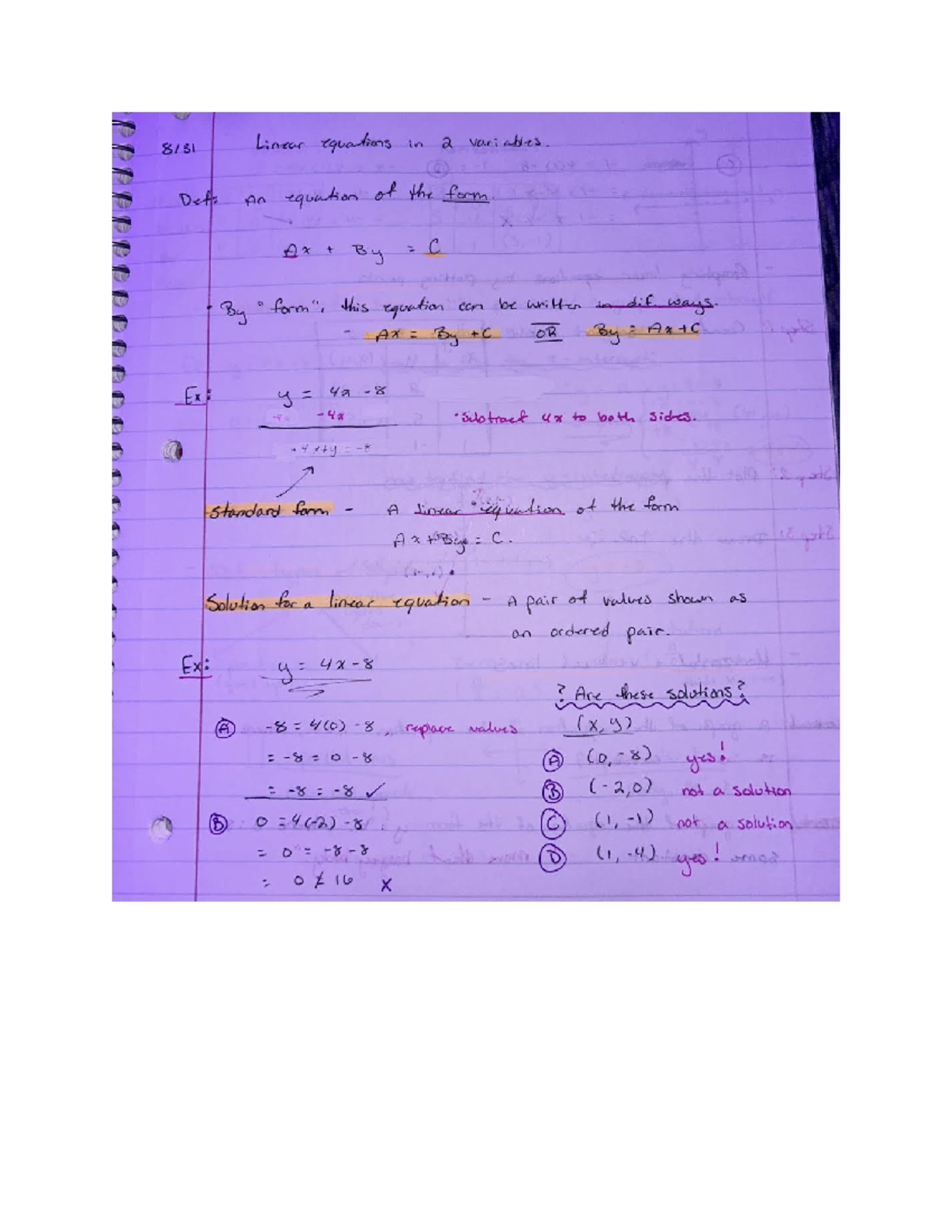 Linear Equations MTH 105 Studocu