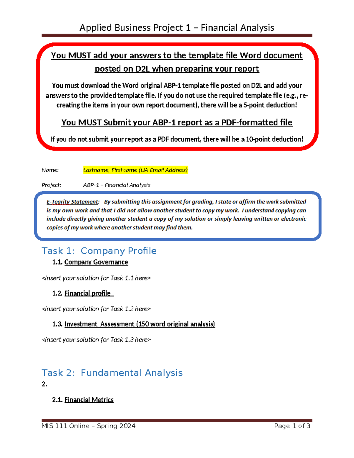 ABP-1-Required Template File-Sp24 - Applied Business Project 1 ...