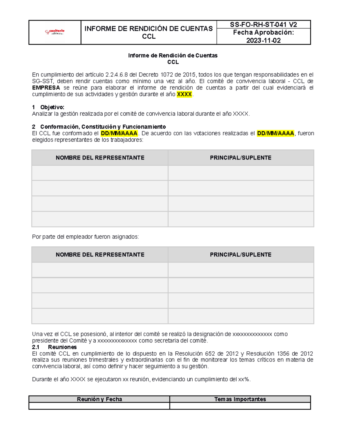 Sc SS-FO-RH-ST-041 - Informe DE Rendición DE Cuentas CCL Version 2 2ac31d4f711cfc9f2090c78382734 ...