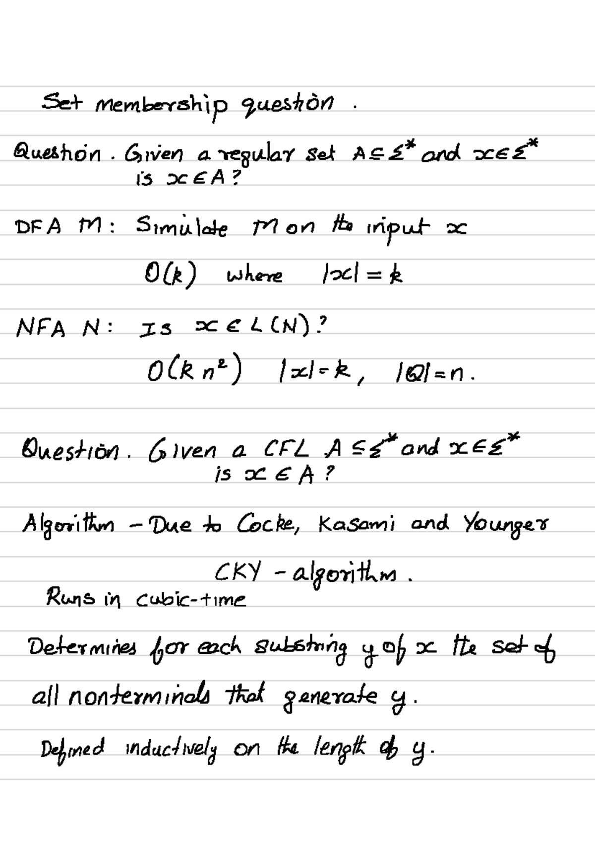 Notes Lecture 24 Lecture Slides Set Membership Question Question Given A Regular Set A