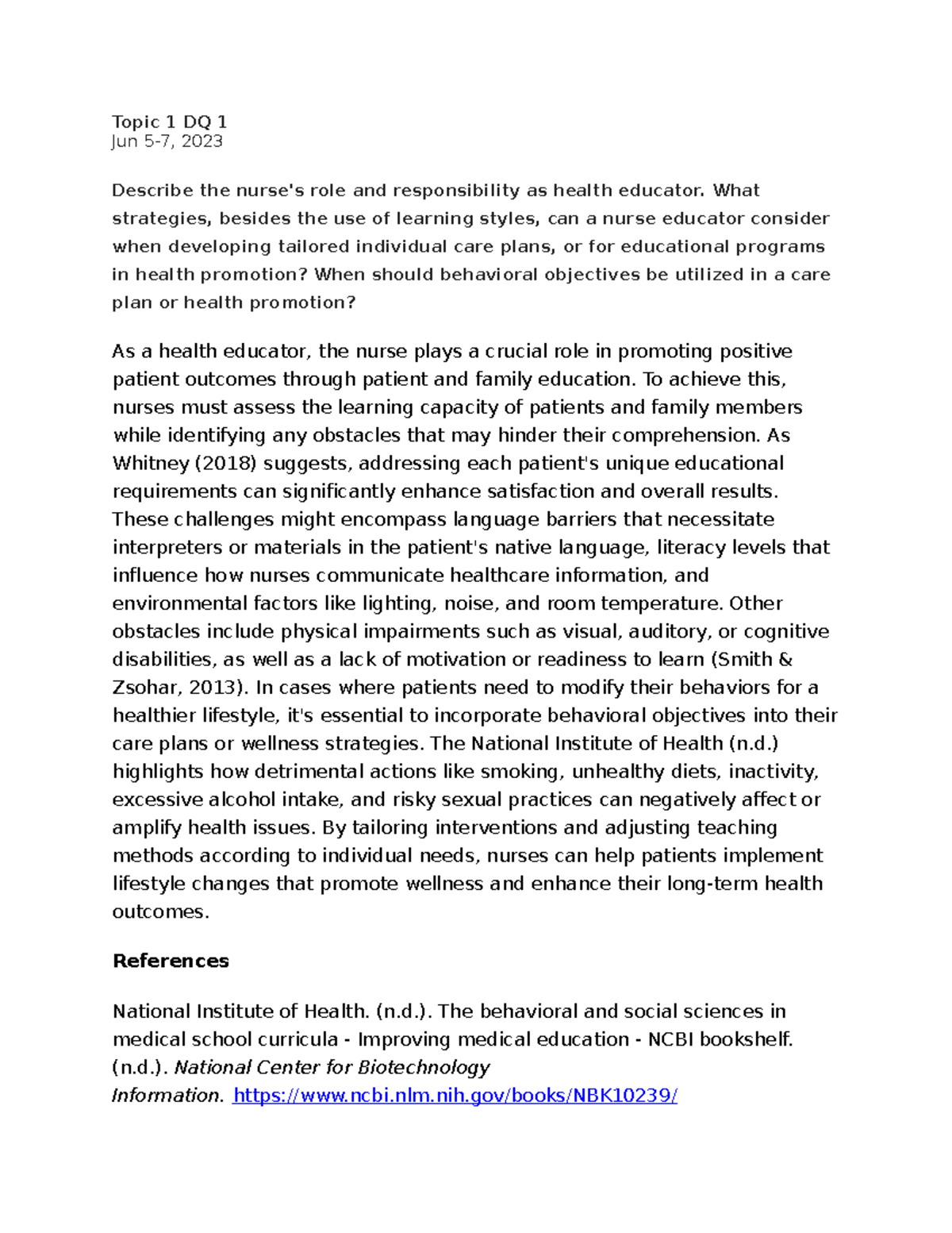 NRS-429 Topic 1 Discussions - NRS-429VN - GCU - Studocu