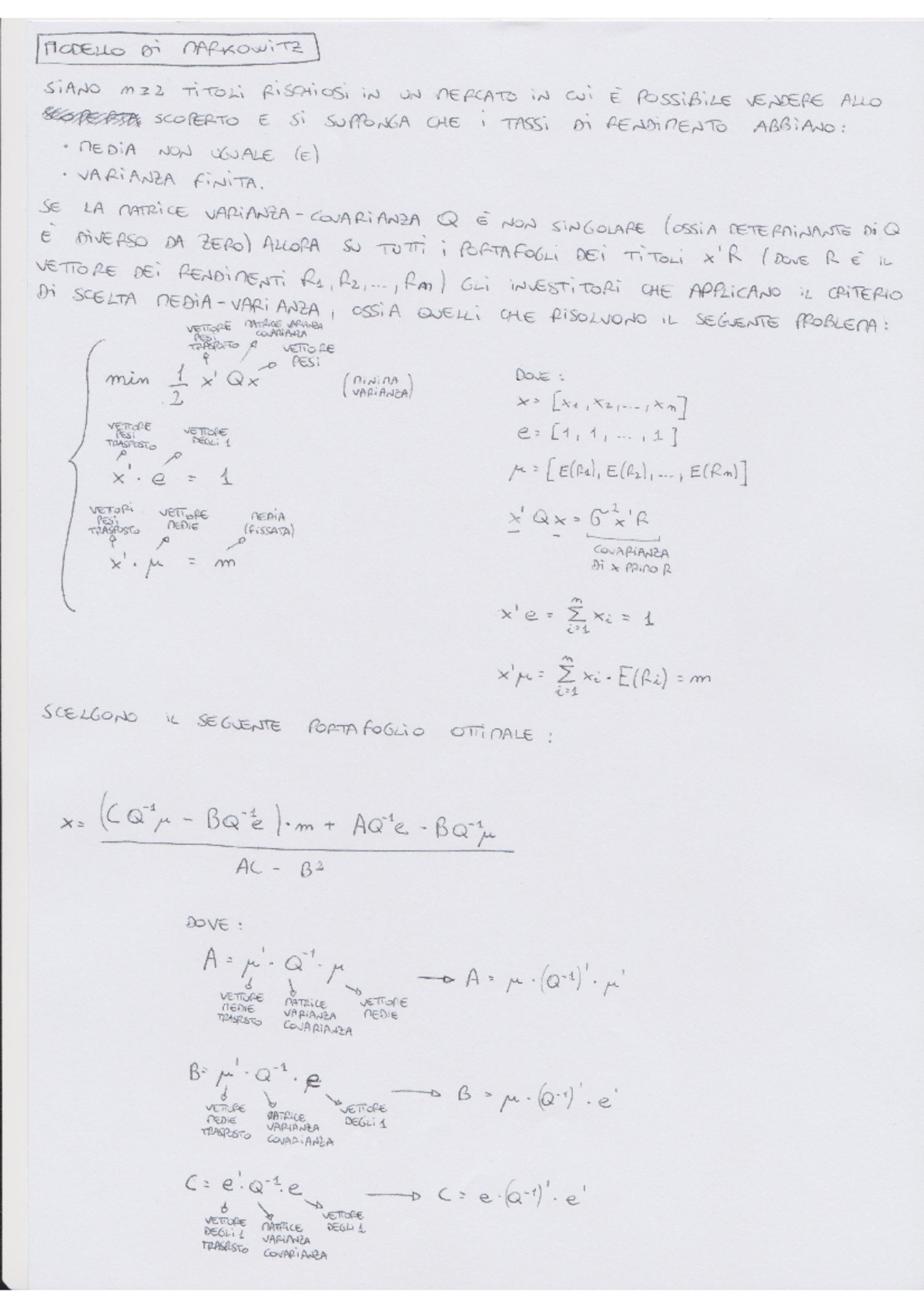 10) Teo modulo 2 - Teorema Markowitz (modulo 2) - ﬁoDELLo 6“ WO‘J‘Q ...