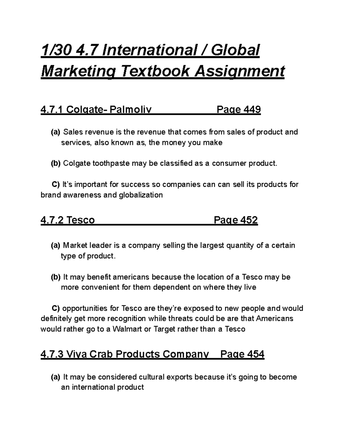 Business Global Marketing - 1/30 4 International / Global Marketing ...