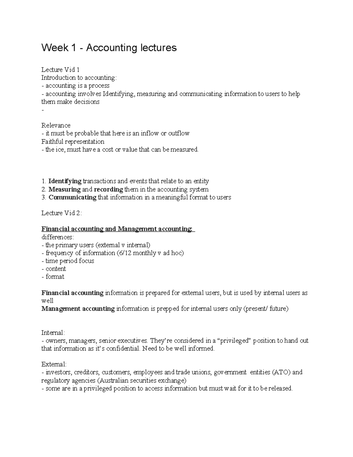 Accounting Fundamentals Sem 1 - Tutorial 1 notes - Week 1 - Accounting ...