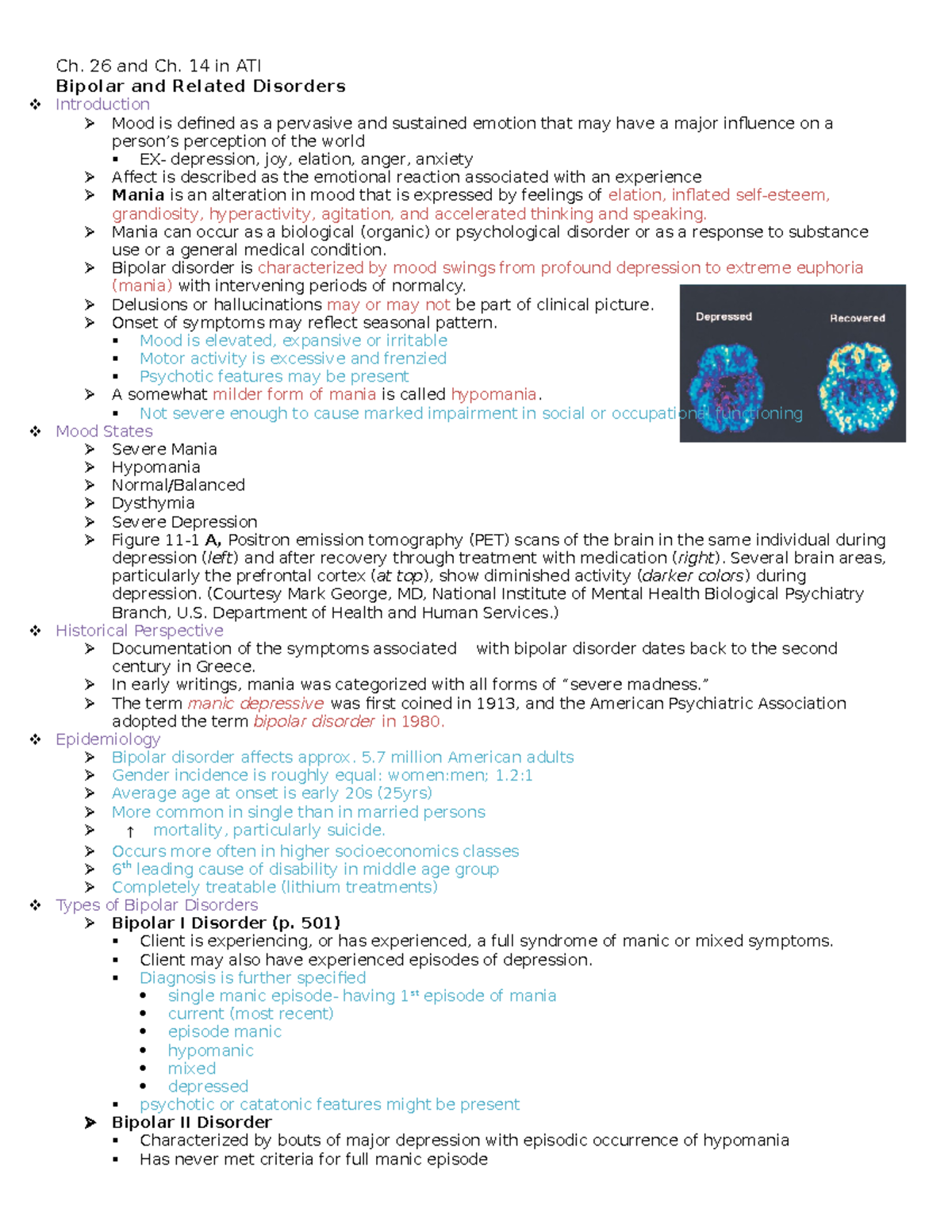 318- chap 26-bipolar and related disorders - Ch. 26 and Ch. 14 in ATI ...