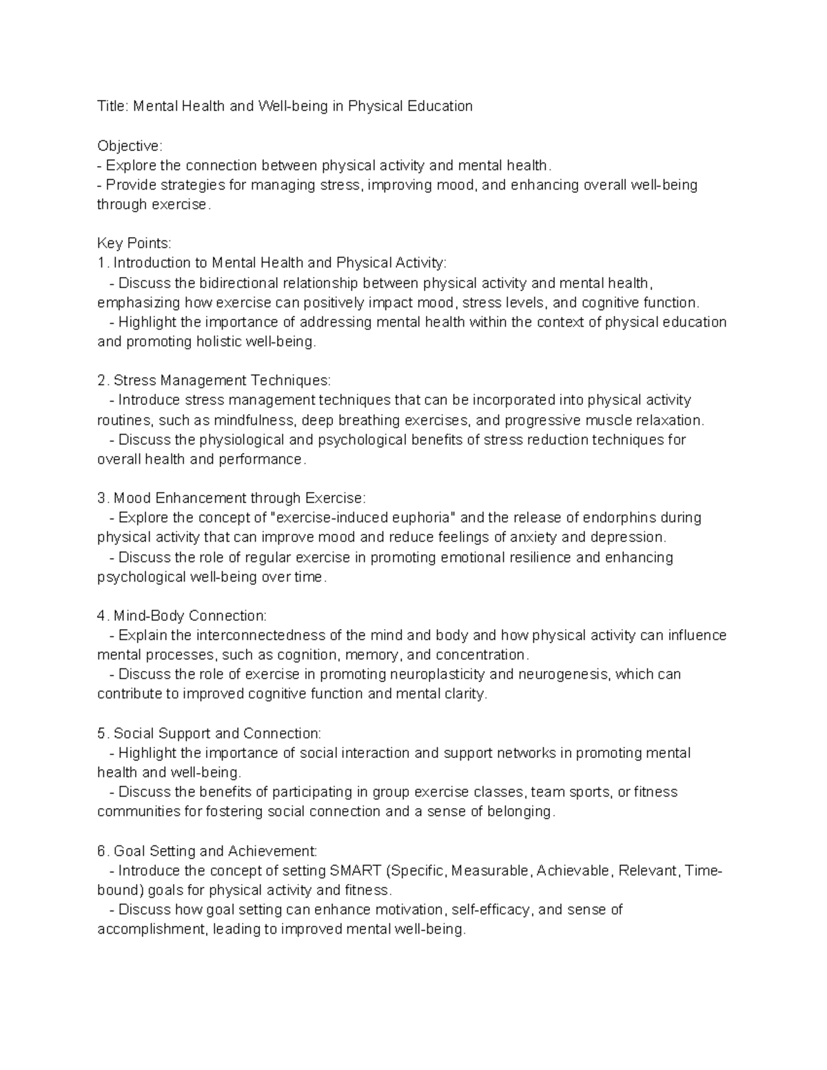 Title Mental Health and Well-being in Physical Education - Title ...