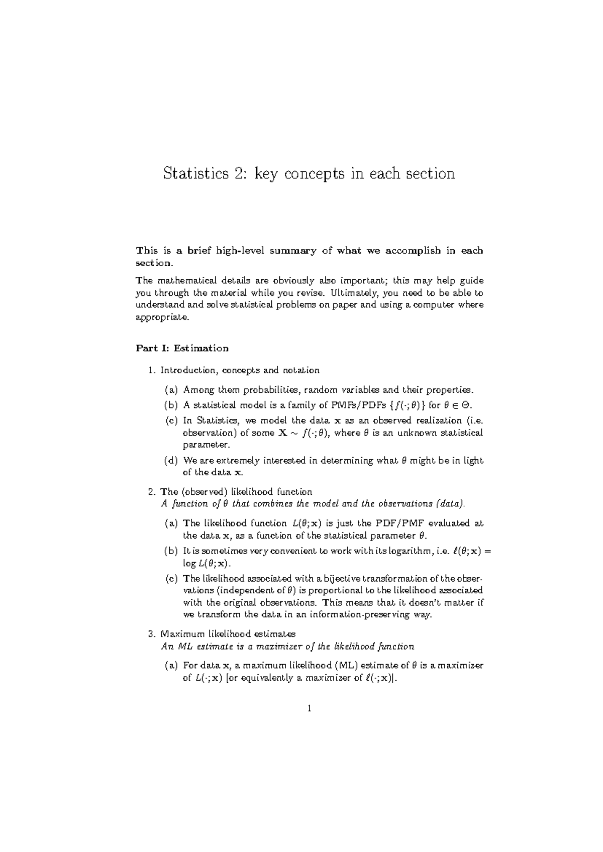 Summary stats 2 - Statistics 2: key concepts in each section This is a ...