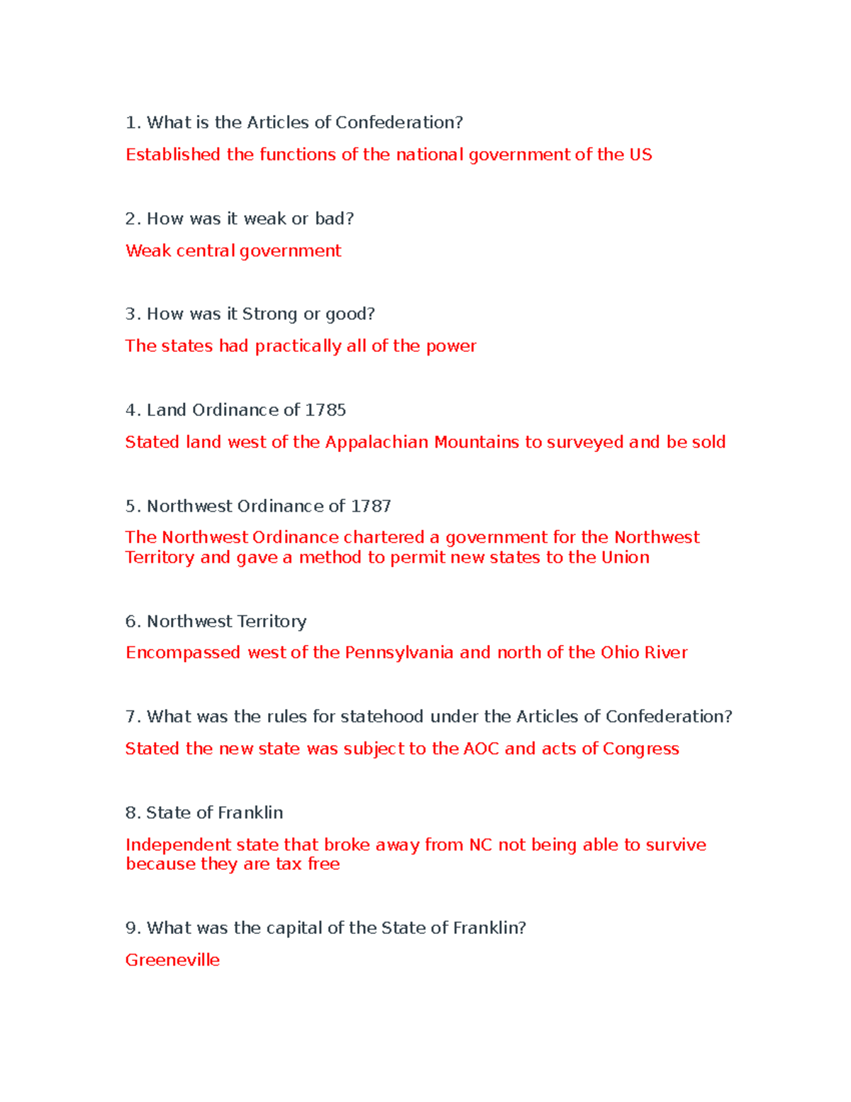 Vocabulary Unit 4 - notes - What is the Articles of Confederation ...