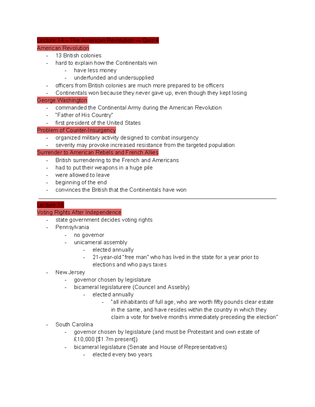 History Lecture Notes Term 2 - Lecture 14 – The American Revolution → ...