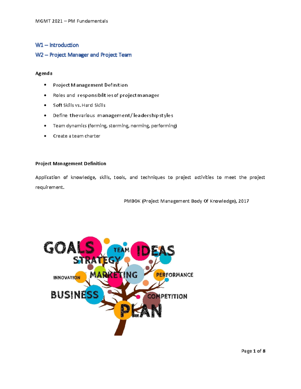 Fundamental W2 - FPM - W2 - W 1 – Introduction W 2 – Project Manager ...