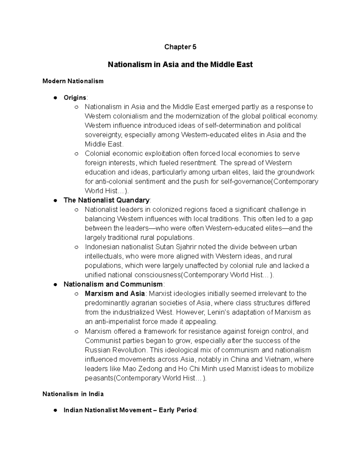 Chapter 5 - Nationalism in Asia and the Middle East - Chapter 5 ...