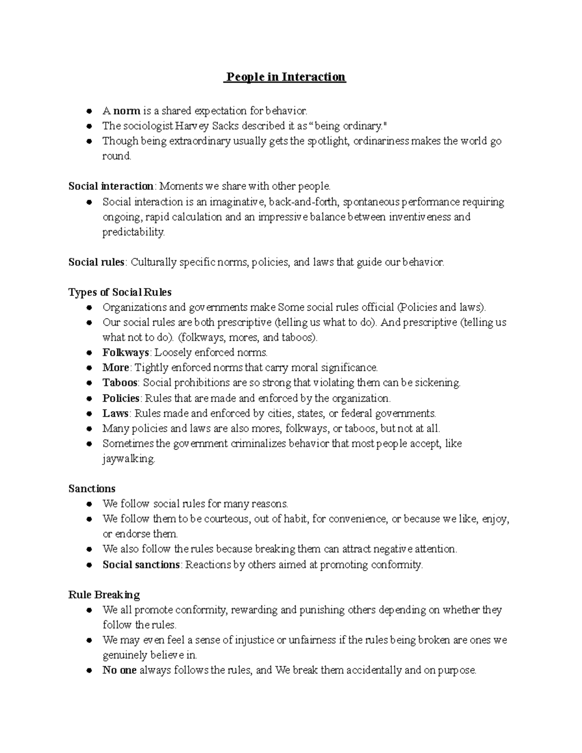 Chapter 4- People in Interaction - People in Interaction A norm is a ...
