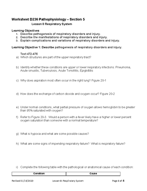 Lesson 3 Musculoskeletal System - Worksheet D236 Pathophysiology ...