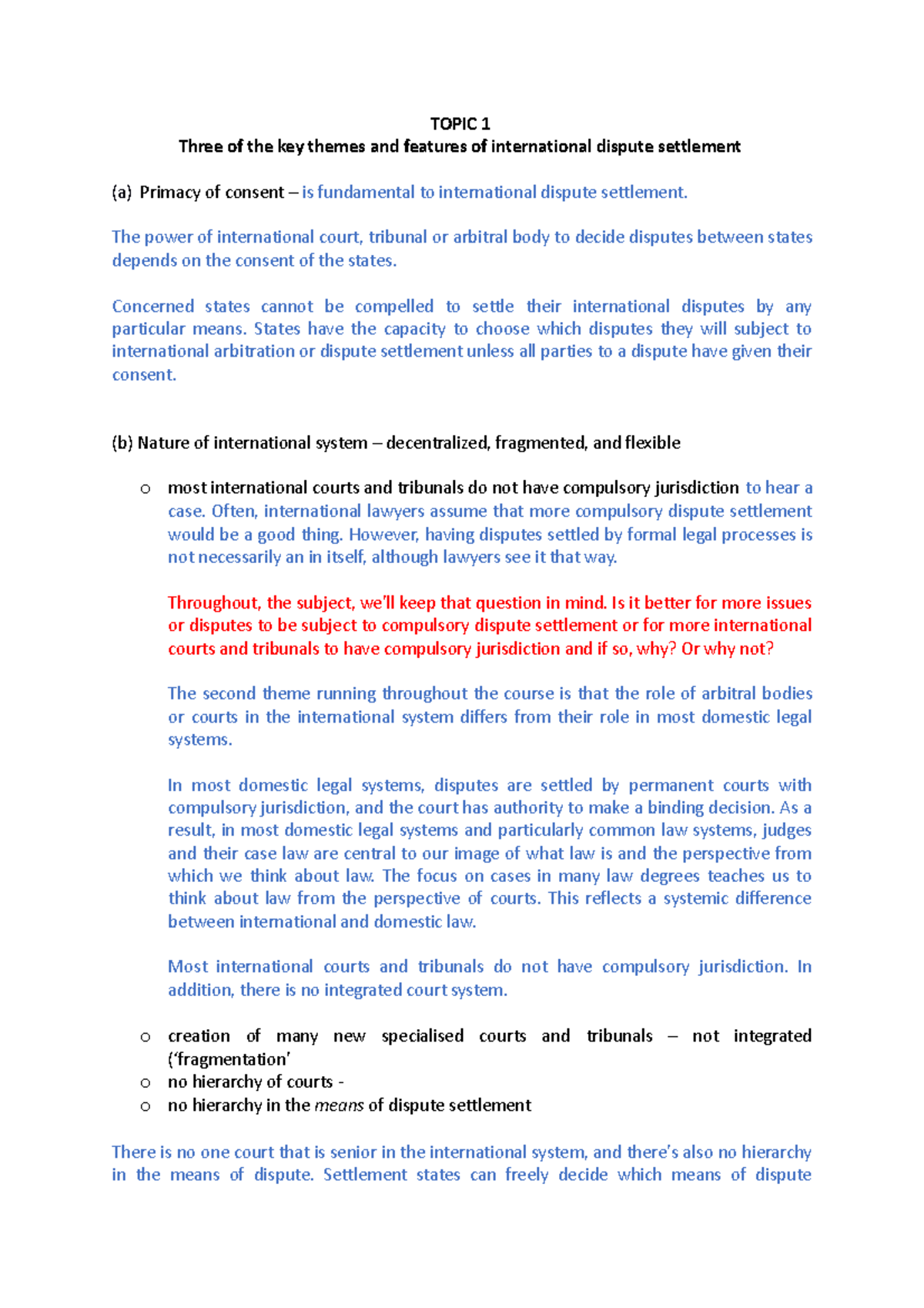 Topic 10 - Notes - TOPIC 1 Three of the key themes and features of ...