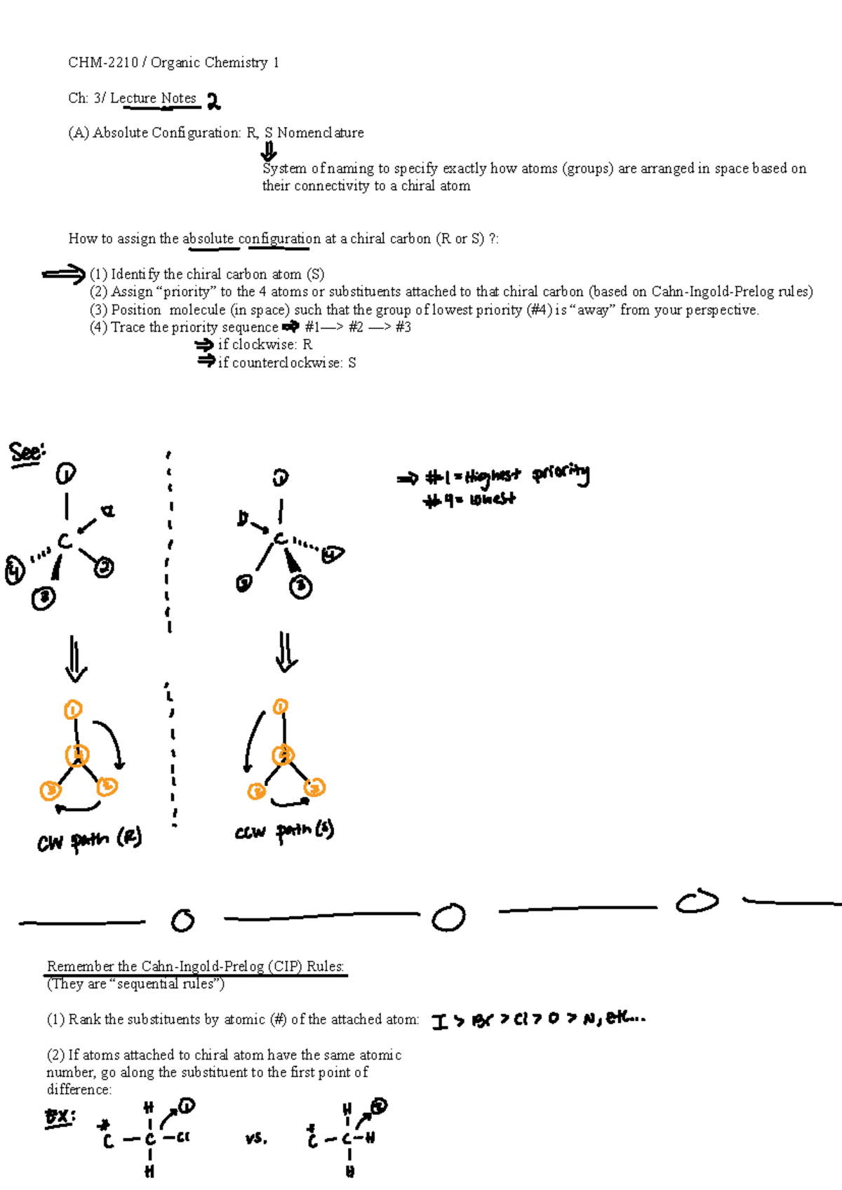 Ch 3 Lecture Notes 2 (new typed) - CHM-2210 / Organic Chemistry 1 Ch: 3 ...