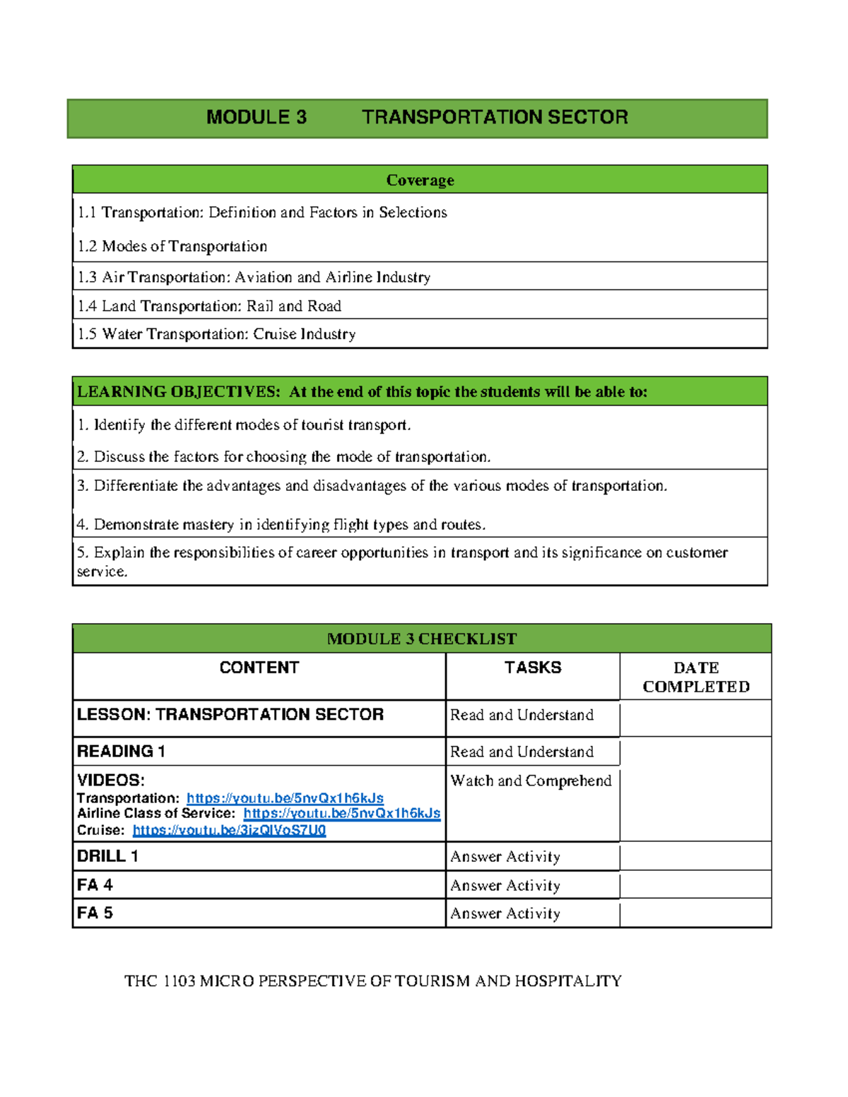 Module 3-Transportation - Coverage 1 Transportation: Definition and ...