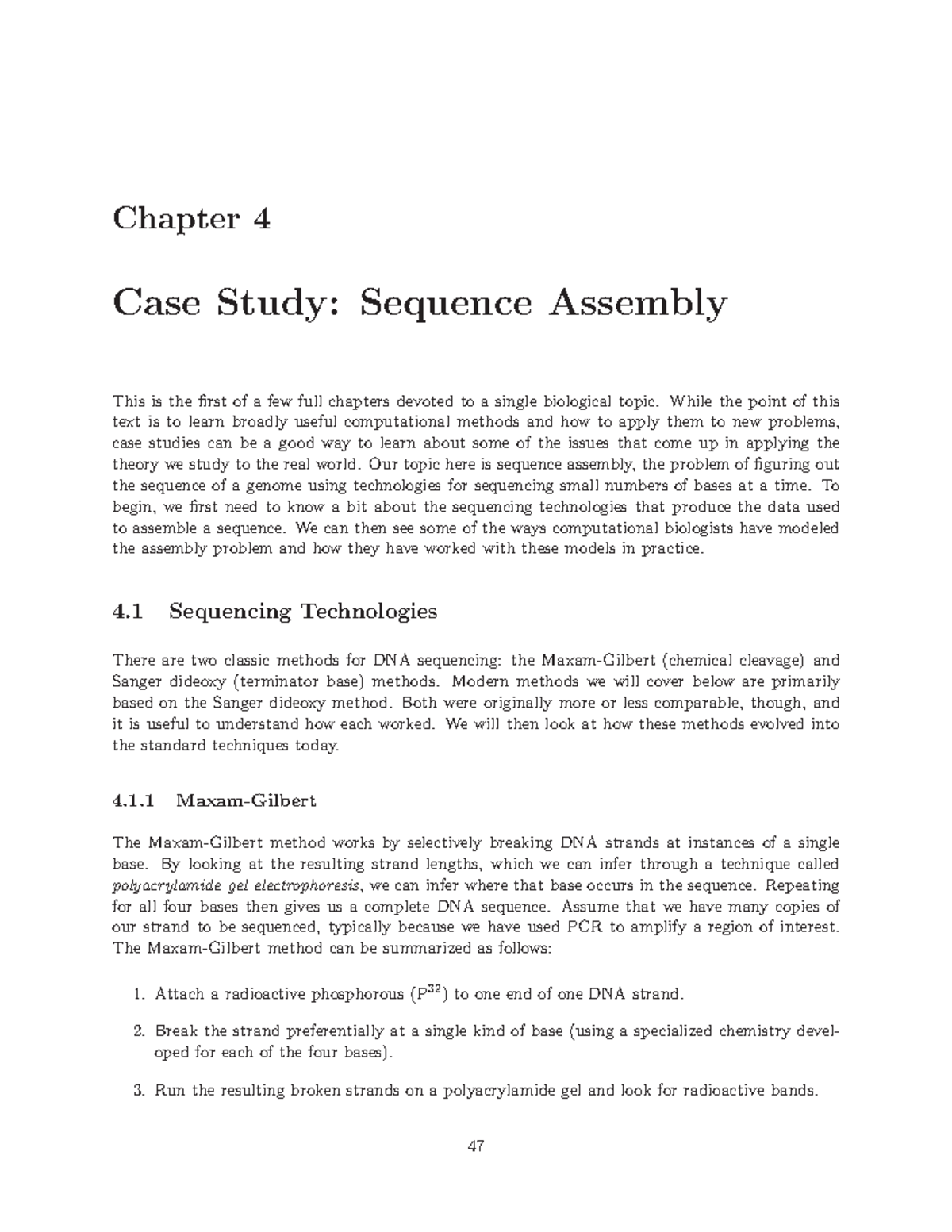 Schwartz Notes Chapter 4 - Chapter 4 Case Study: Sequence Assembly This ...