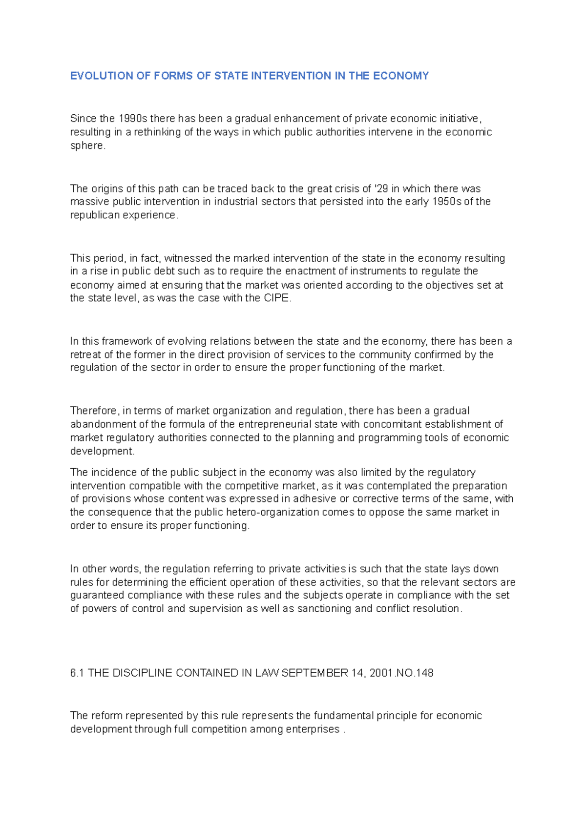 Evolution OF Forms OF State Intervention IN THE Economy 4 - EVOLUTION ...