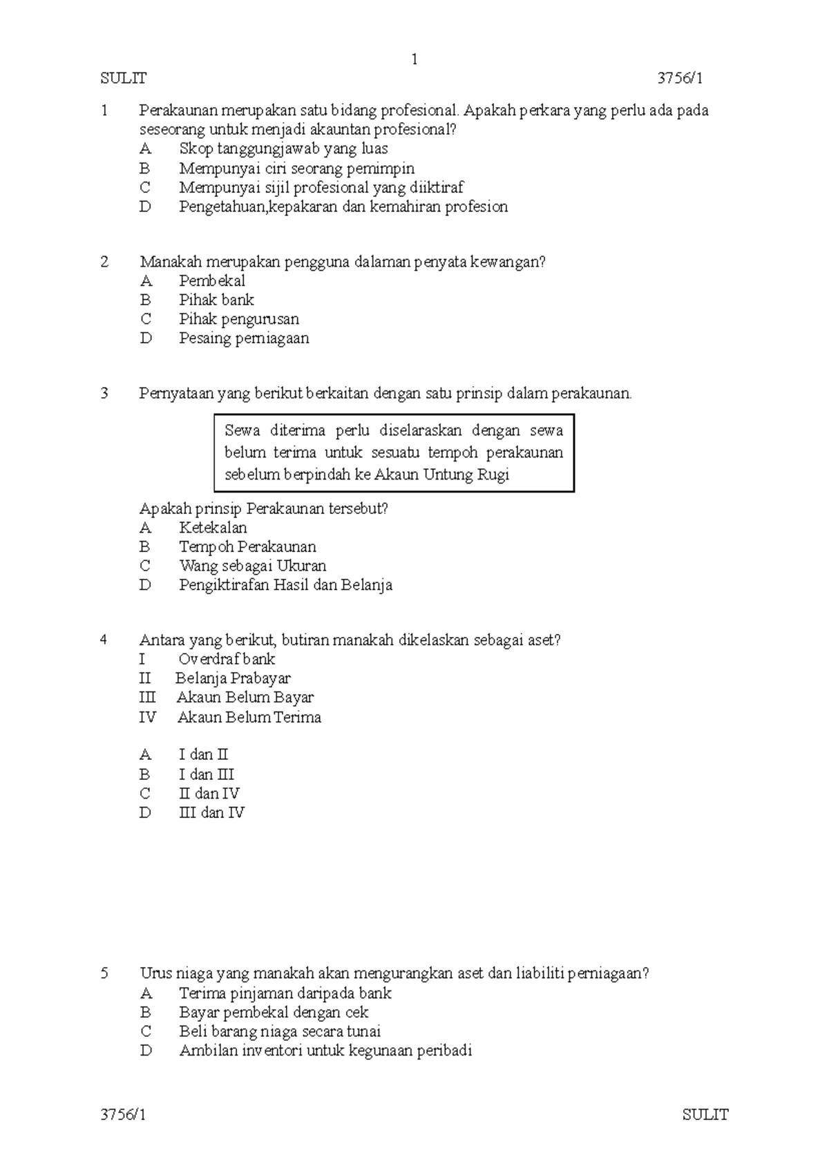 SPM TRIAL EXAM 2018 - Warning: TT: more functions defined than expected SULIT 3756/ 1 Perakaunan ...