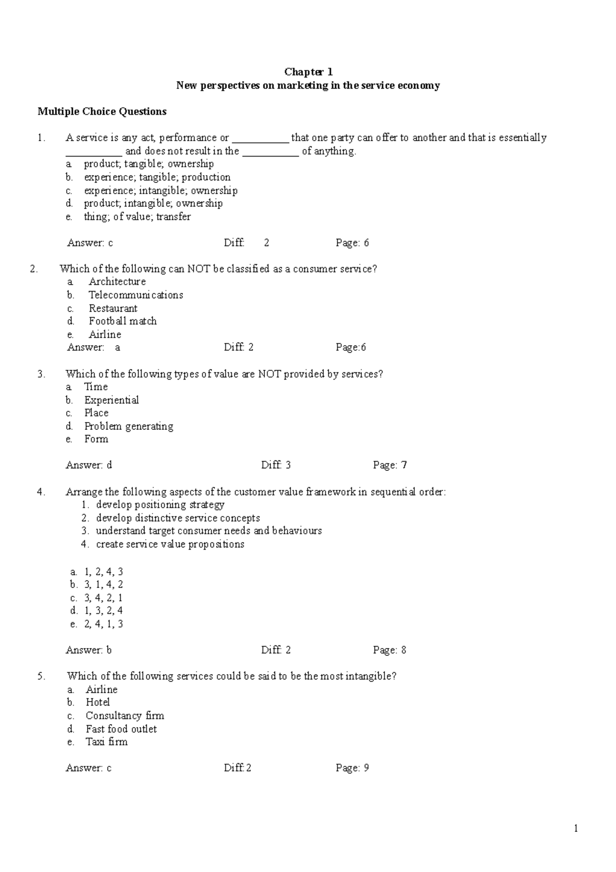 BUS 225 Service Marketing m CQ - Chapter 1 New perspectives on ...