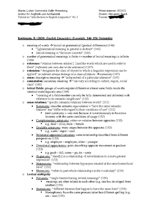 Syntaxzusammenfassung - Syntax word forms X (infl. morphology) phrases ...