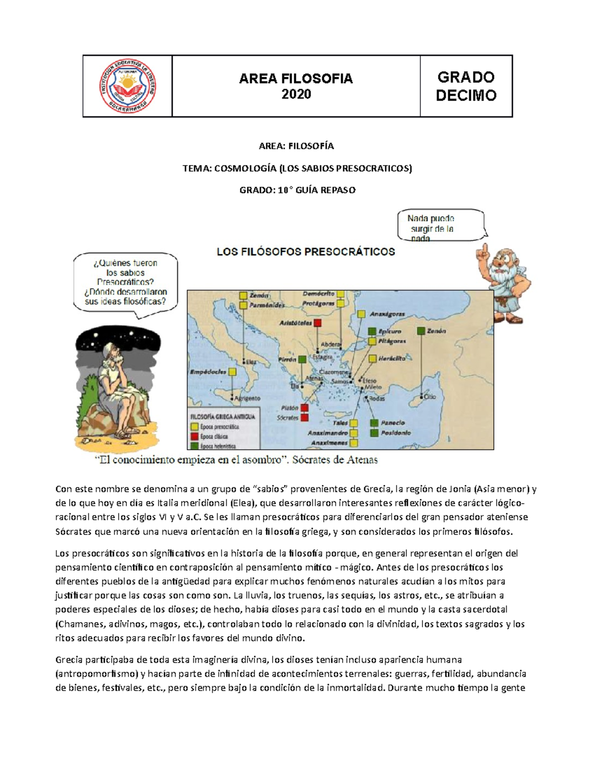 filosofia general para decimo grado - AREA FILOSOFIA 2020 GRADO DECIMO ...
