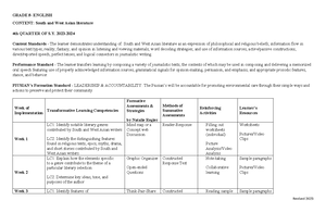 4Q CMAP English 10 - Curriculum Map 10 - CURRICULUM MAP IN ENGLISH 10 4 ...