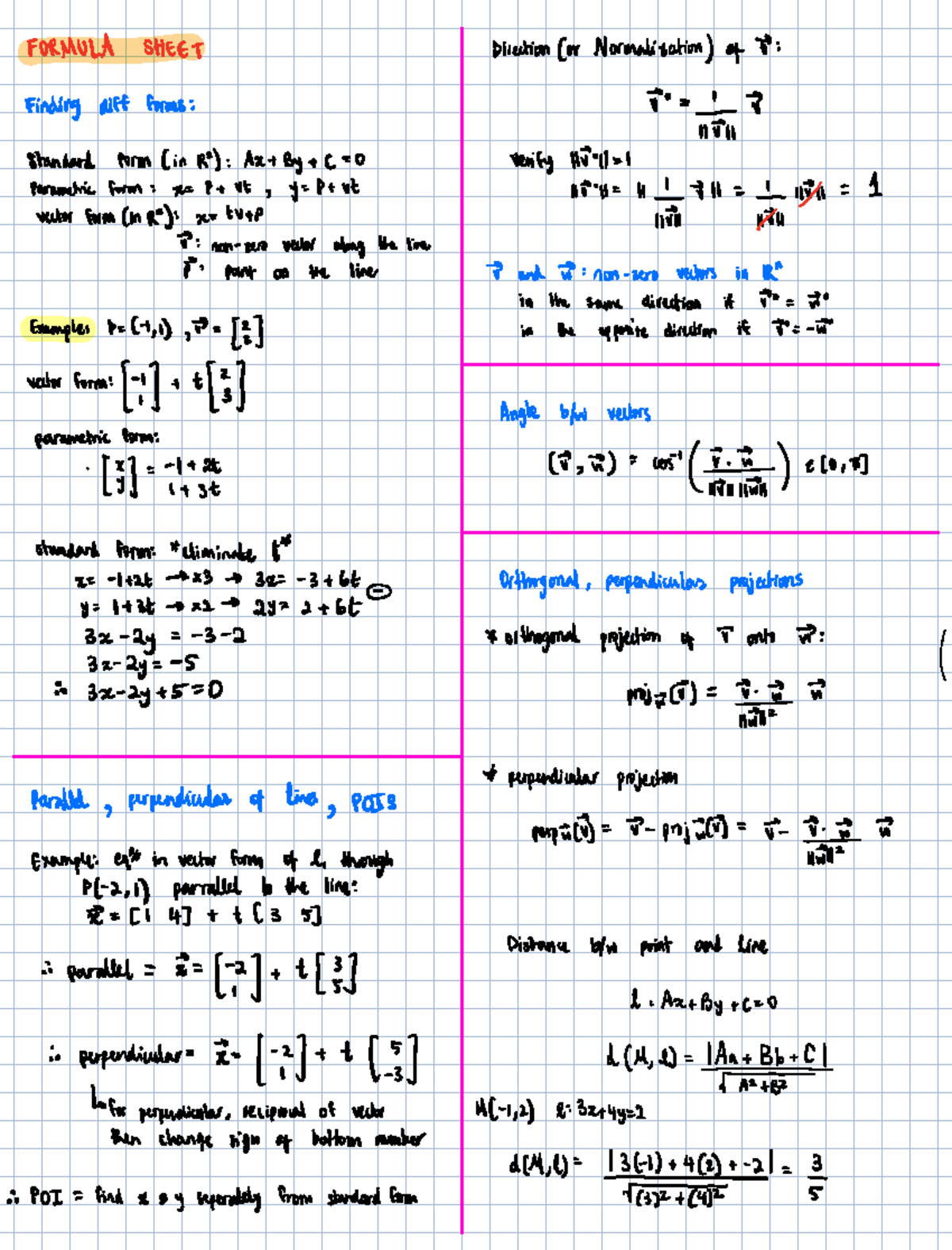 Formula Sheet for Finding Different Forms in R - FORMULA SHEET Finding diff forms To 7 Standard ...