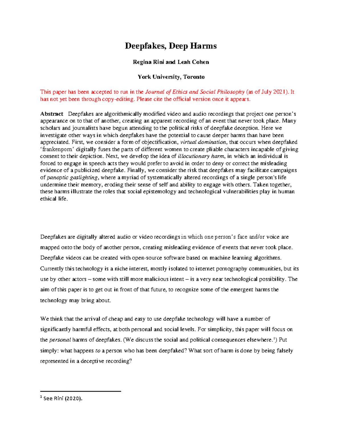 Rinddhv 1 - rehtq44q - Regina Rini and Leah Cohen York University ...