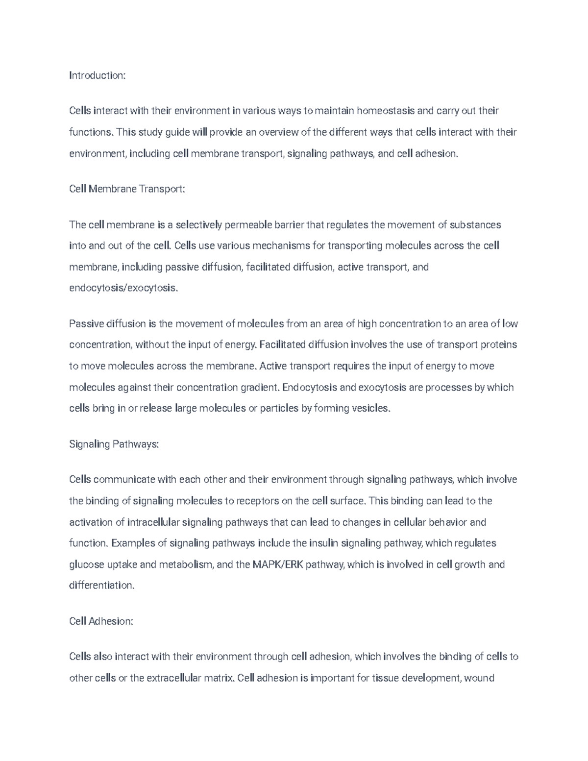 How cells interact with envirnment - Introduction: Cells interact with ...