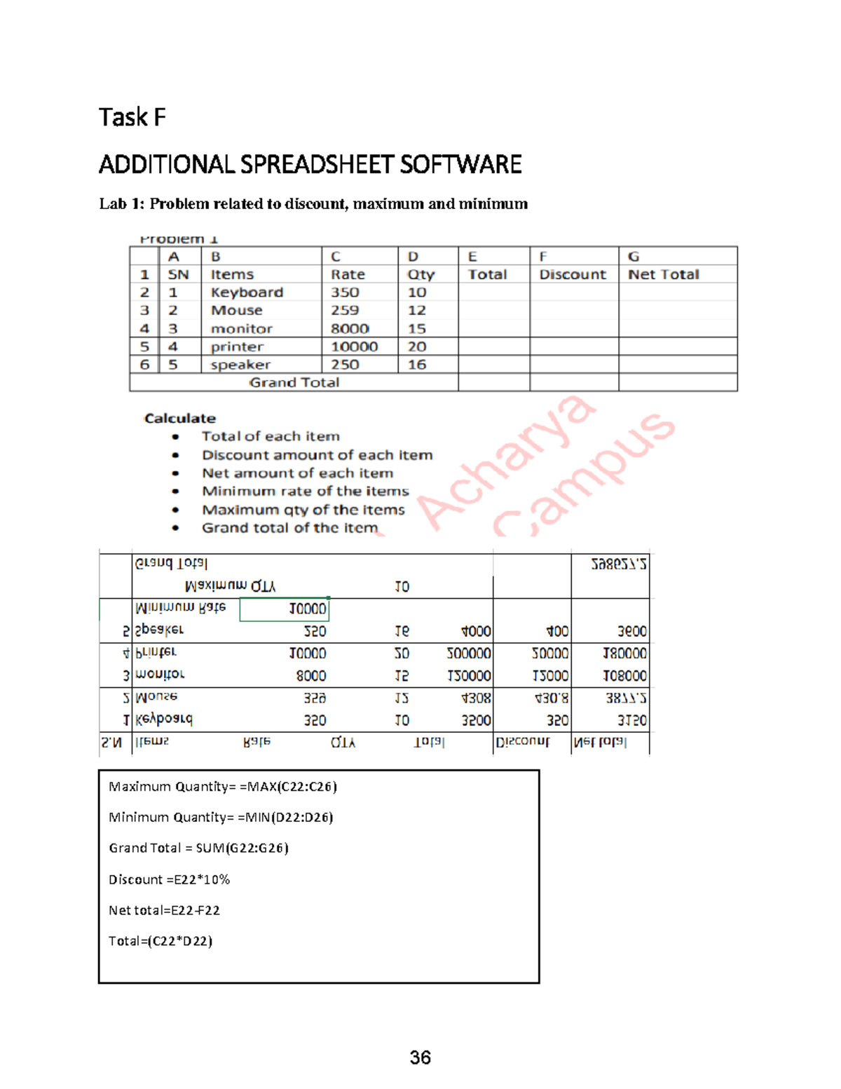 CFA Final Excel pagenumber - Task F ADDITIONAL SPREADSHEET SOFTWARE Lab ...