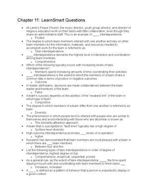 MGMT 363 Chapter 4 Learn Smart Questions - Chapter 4: LearnSmart Questions A pleasurable ...