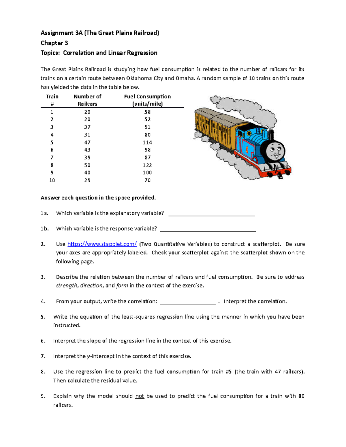 DU Assignment 3A, Ch 3 - Assignment 3A (The Great Plains Railroad ...
