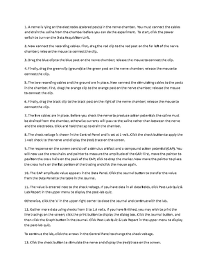 Bio lab 1 - lab report - Earthworm Action Potentials ABSTRACT In this ...