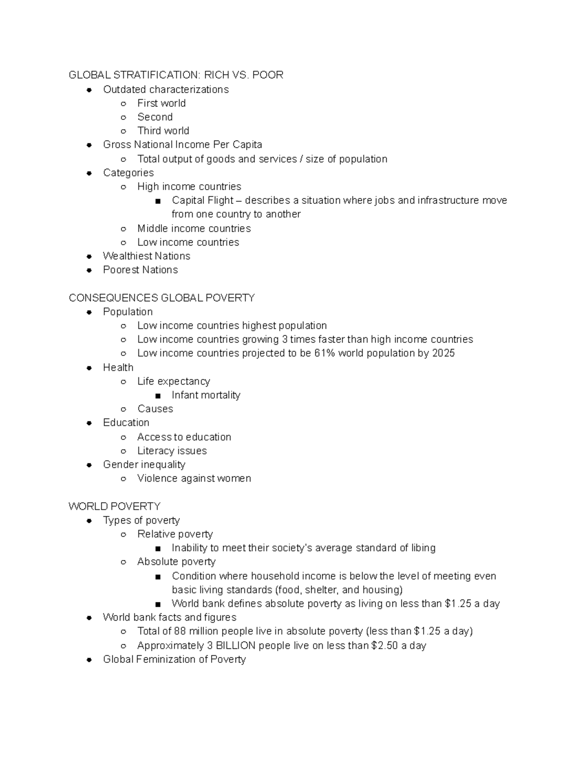 Global Stratification and Inequality - GLOBAL STRATIFICATION: RICH VS ...