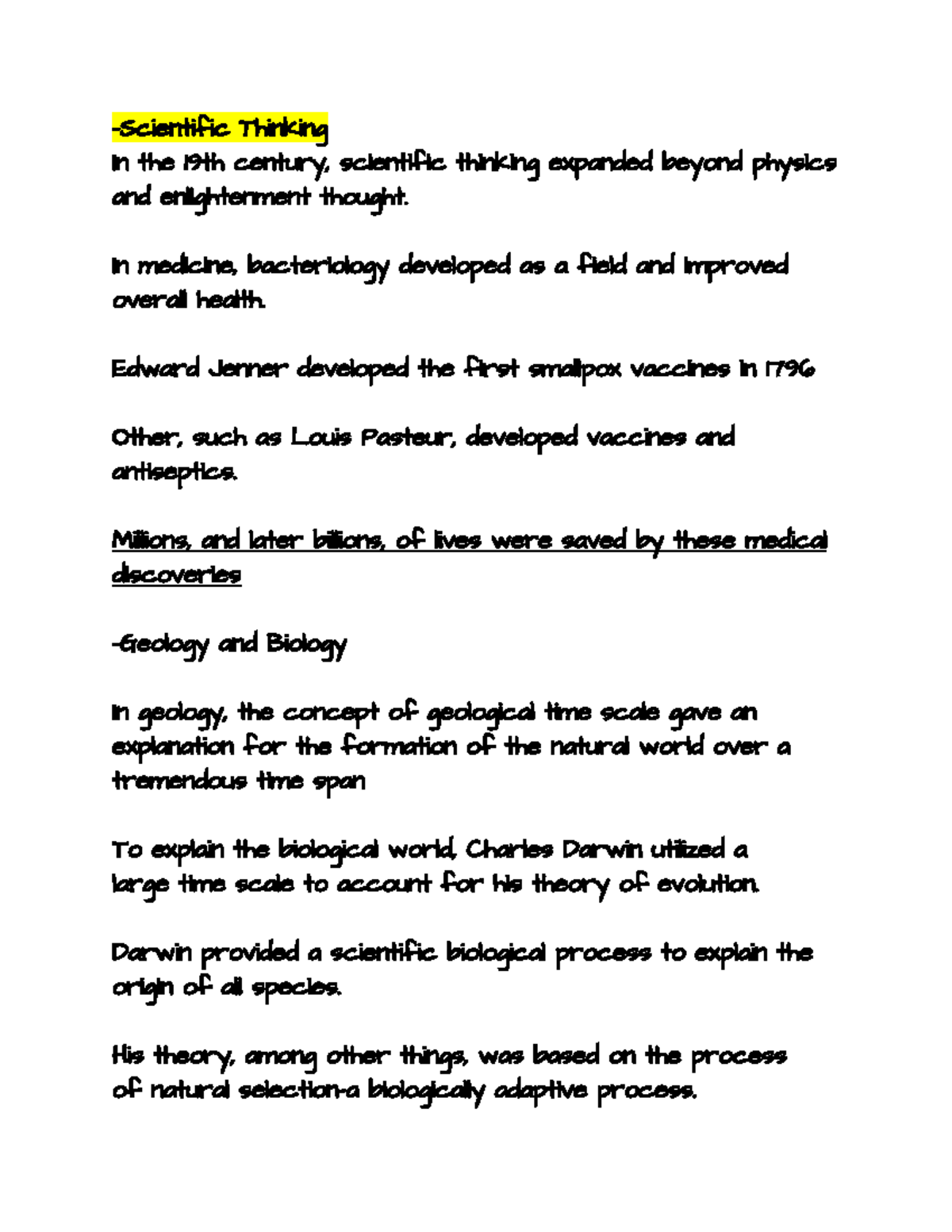 Unit 12 History Notes -Scientific Thinking In the 19th century ...