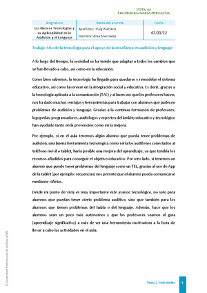 Actividad nuevas tecnologias 1 - 1 Datos del alumno: Tamara Perez ...