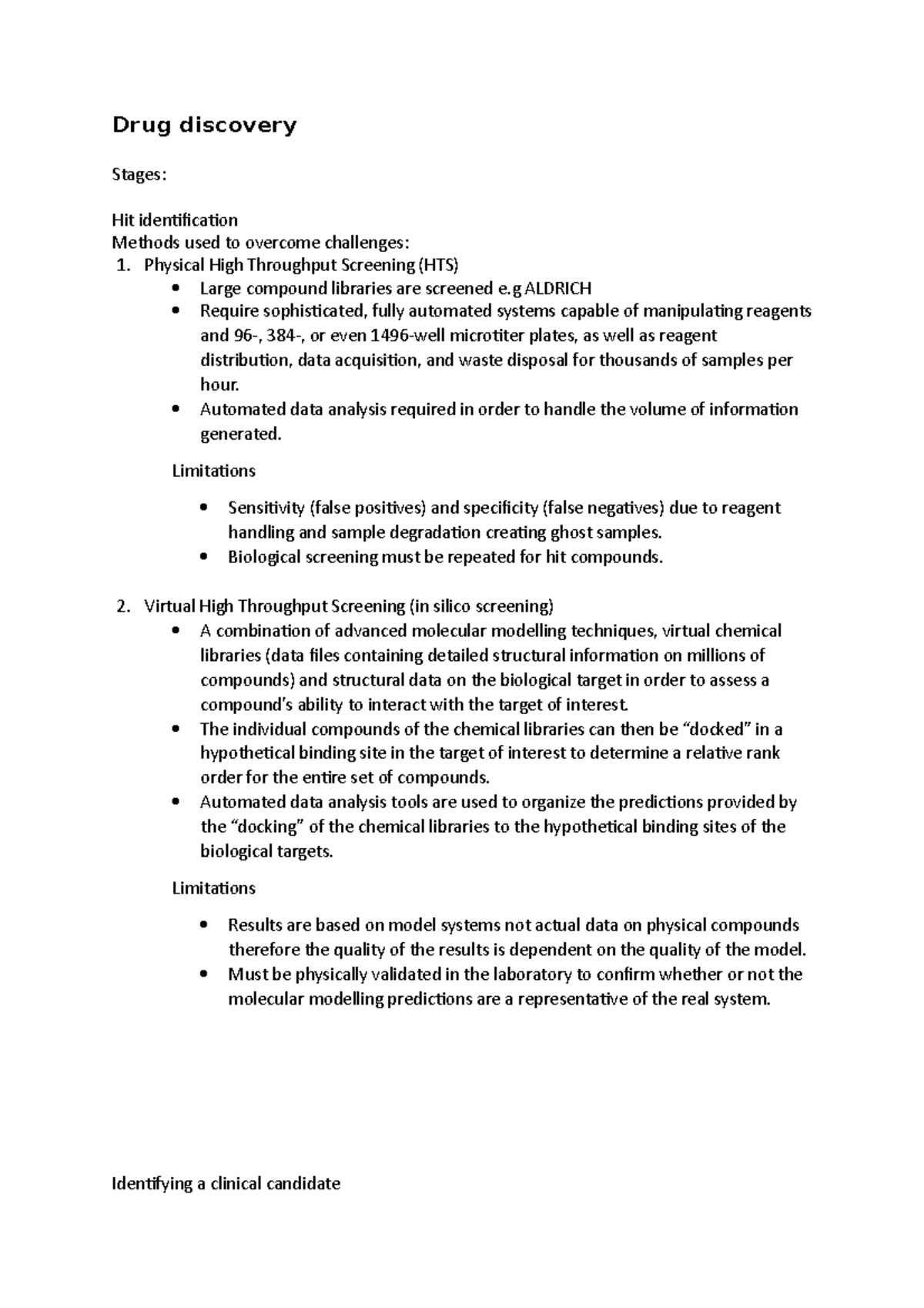 Drug Discovery Notes - Drug discovery Stages: Hit identification ...