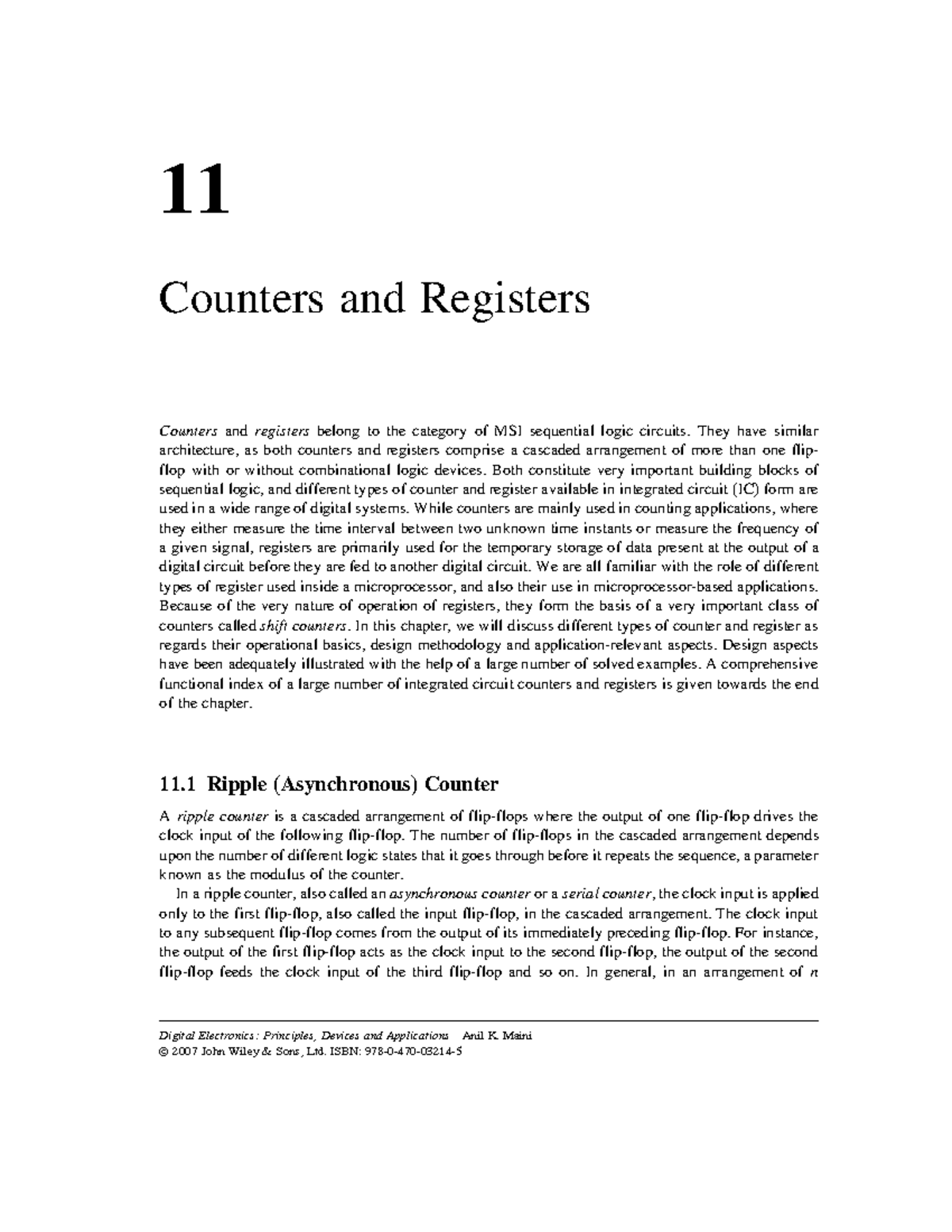 Counters - Digital electronics - 11 Counters and Registers Counters and ...