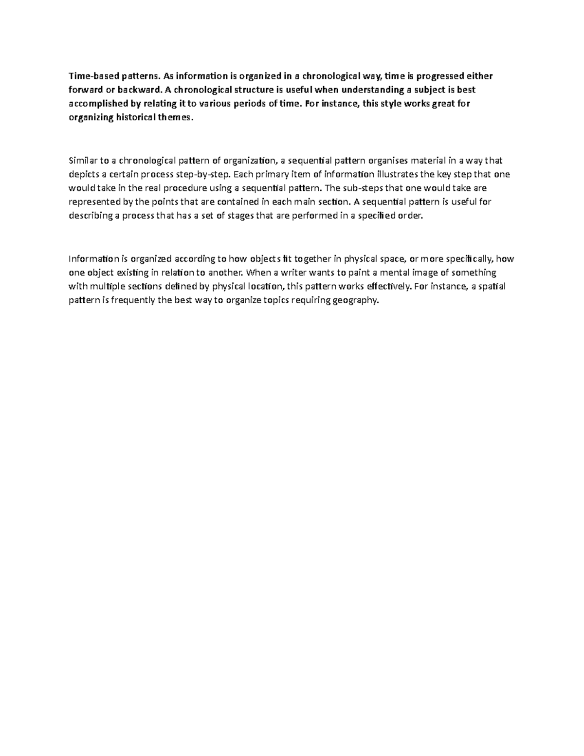 Expom 1 - slkmk - Time-based patterns. As information is organized in a ...