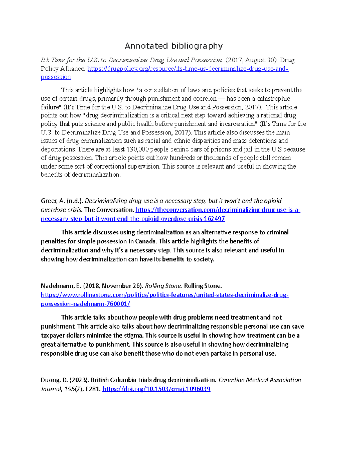 4-2 Annotated bibliography - Annotated bibliography It’s Time for the U ...