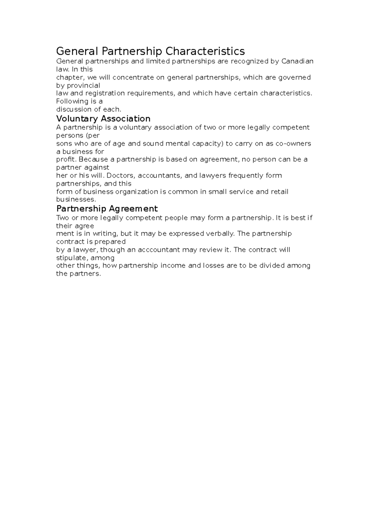 General Partnership Characteristics pt1 - General Partnership ...