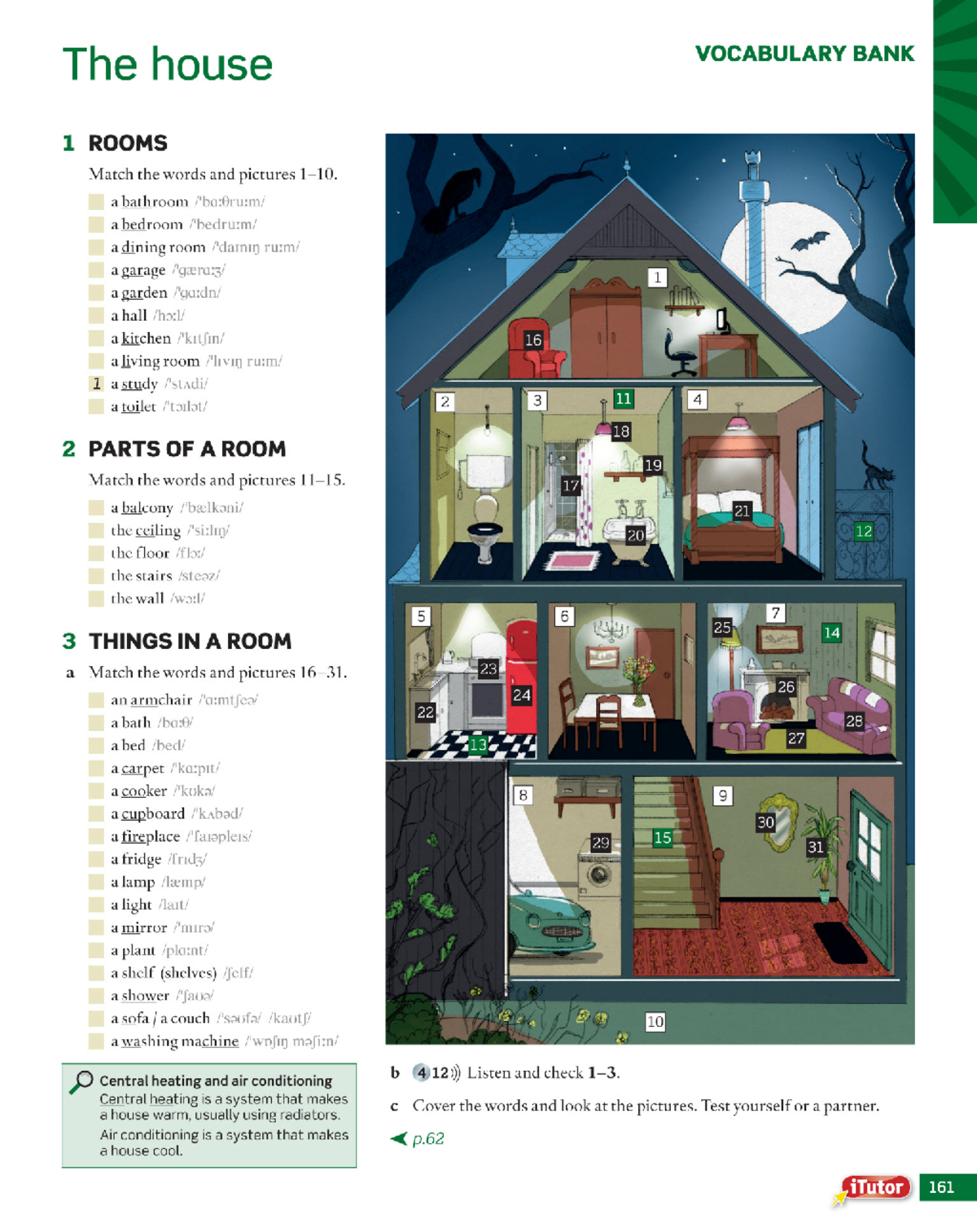 The House Vocabulary - The house VOCABULARY BANK 1 ROOMS Match the ...