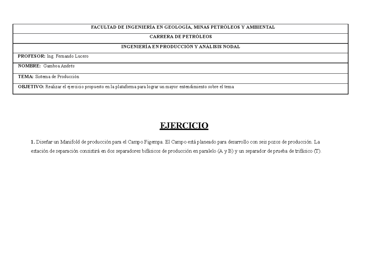 Sistema de Producción Gamboa Andrés - FACULTAD DE INGENIERÍA EN ...