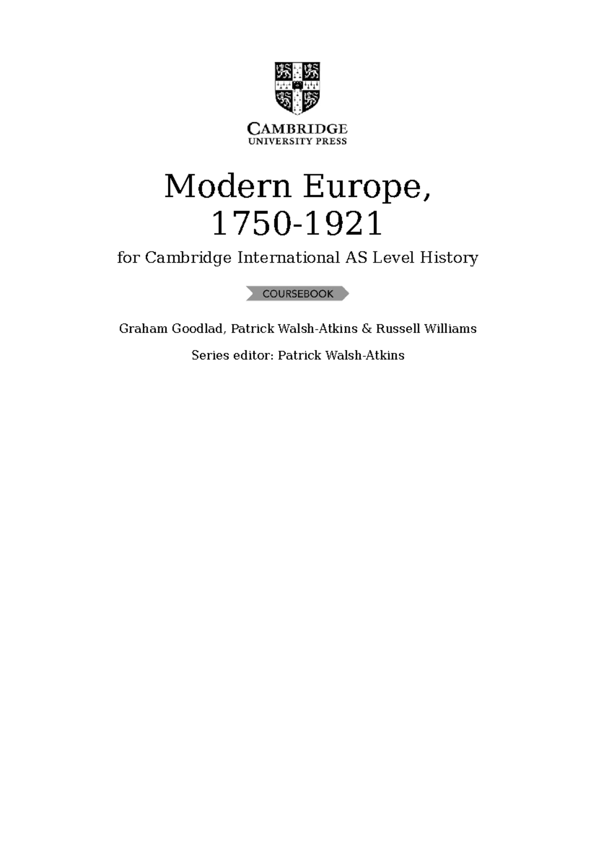 Dokumen - its the textbook - Modern Europe, 1750- for Cambridge ...